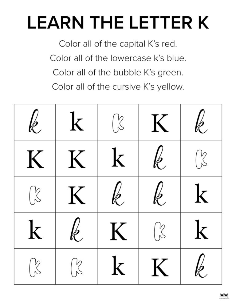 Letter K Worksheets - 50 FREE Printables | Printabulls