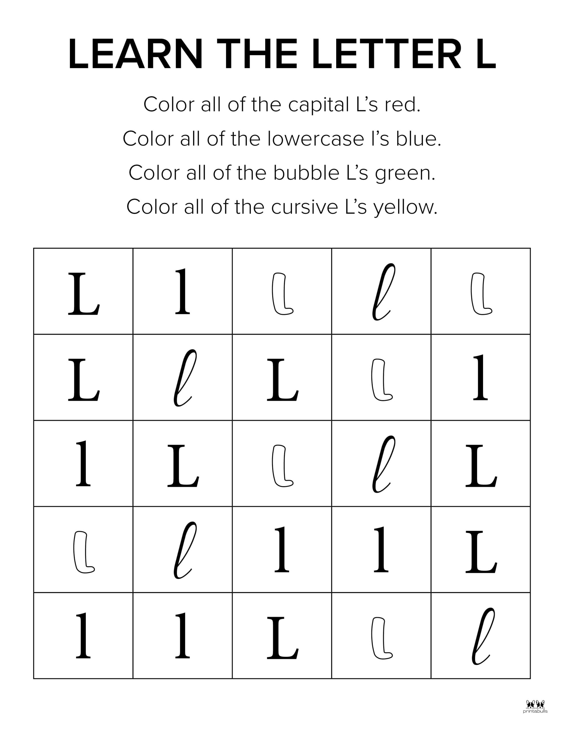 Letter L Worksheets - 50 FREE Printables | Printabulls
