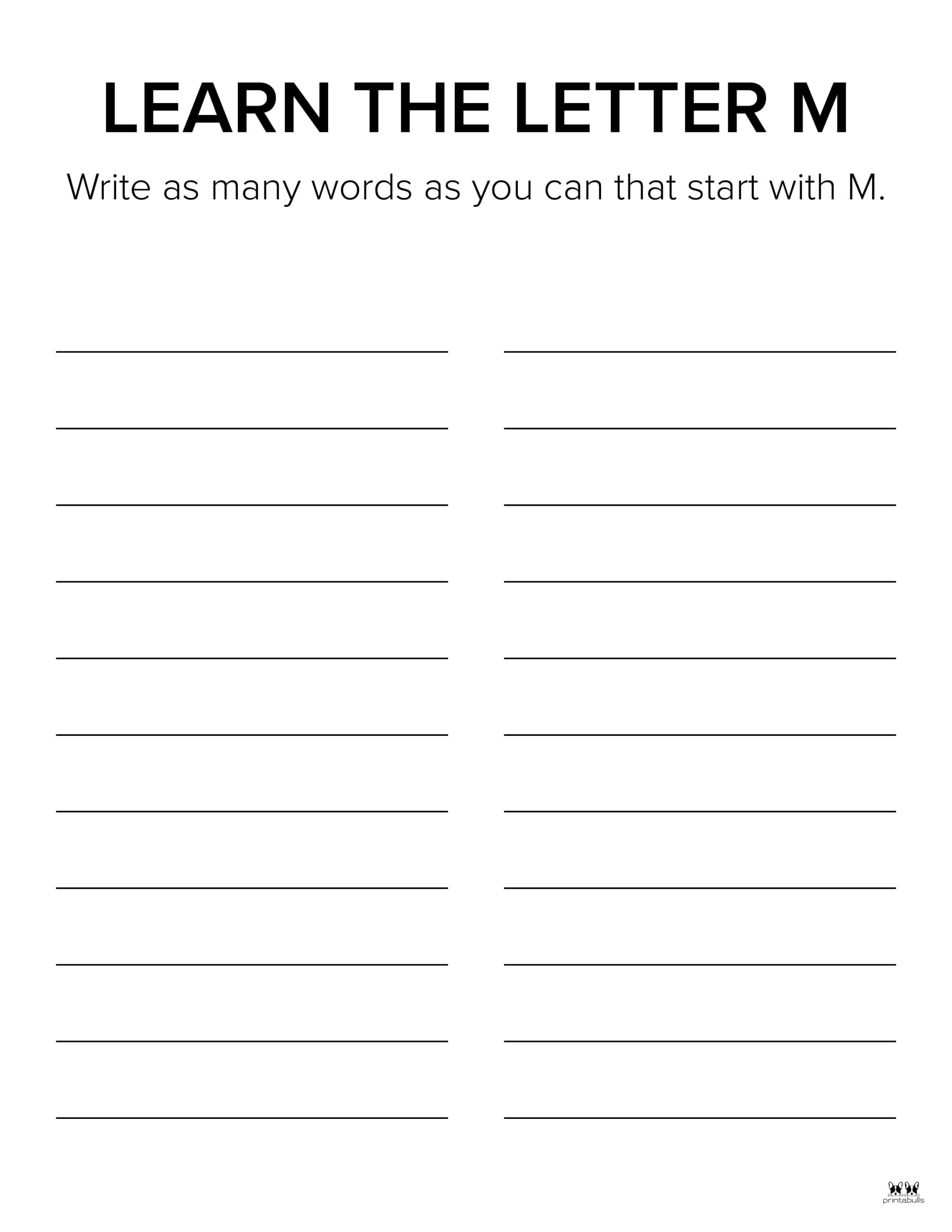 Letter M Worksheets - 50 FREE Printables | Printabulls