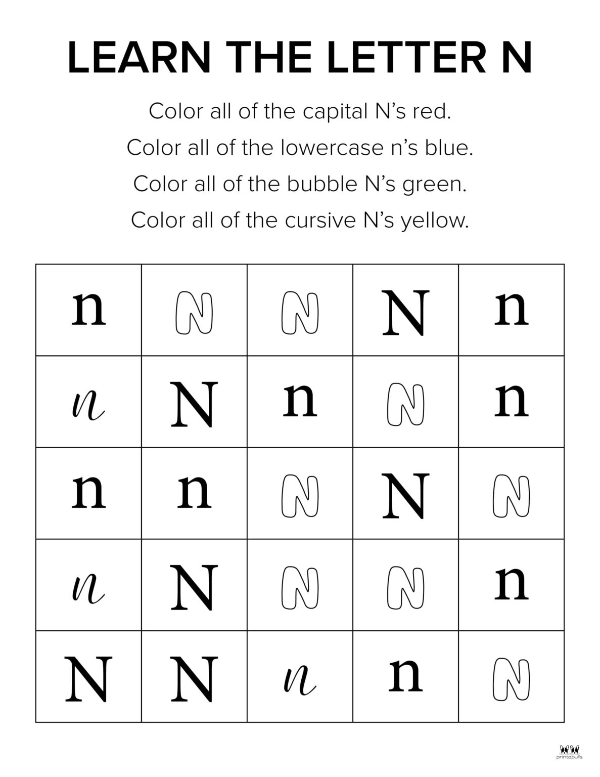 Letter N Worksheets - 50 FREE Printables | Printabulls
