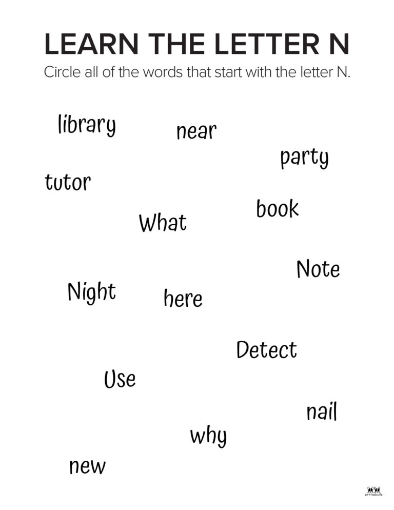 Letter N Worksheets - 50 FREE Printables | Printabulls