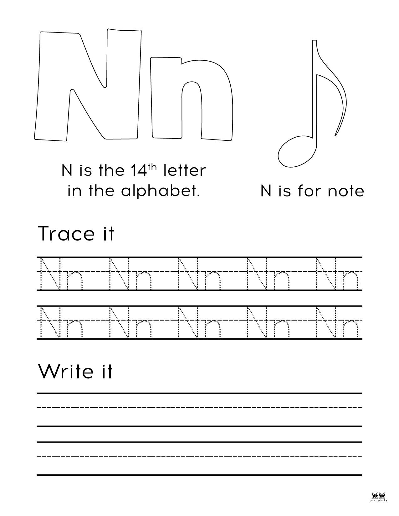 Letter N Worksheets - 50 FREE Printables | Printabulls