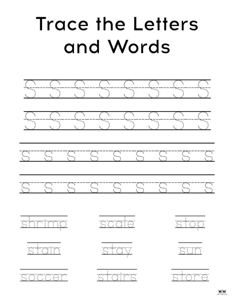 Letter S Worksheets - 50 FREE Printables | Printabulls