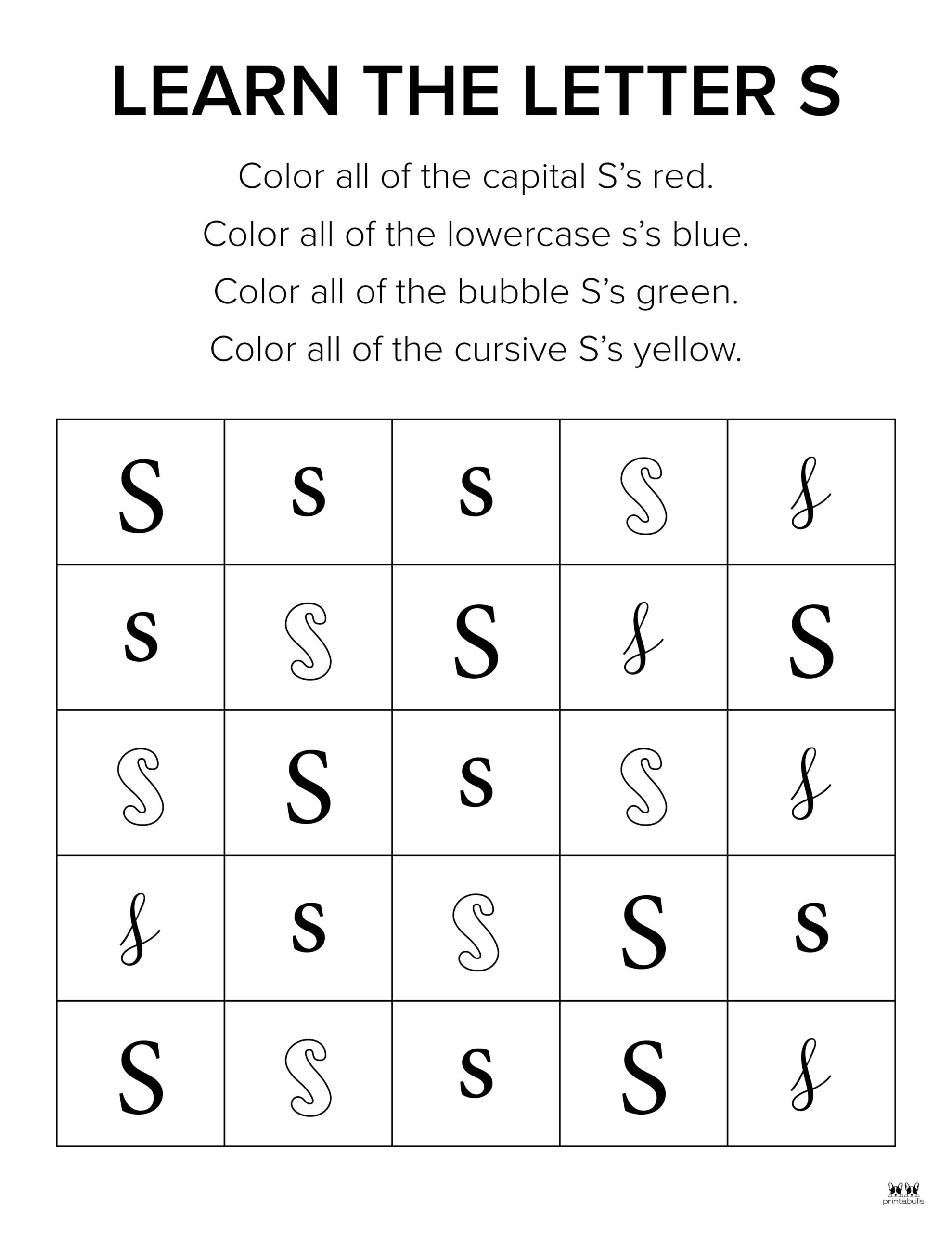 Letter S Worksheets - 50 FREE Printables | Printabulls