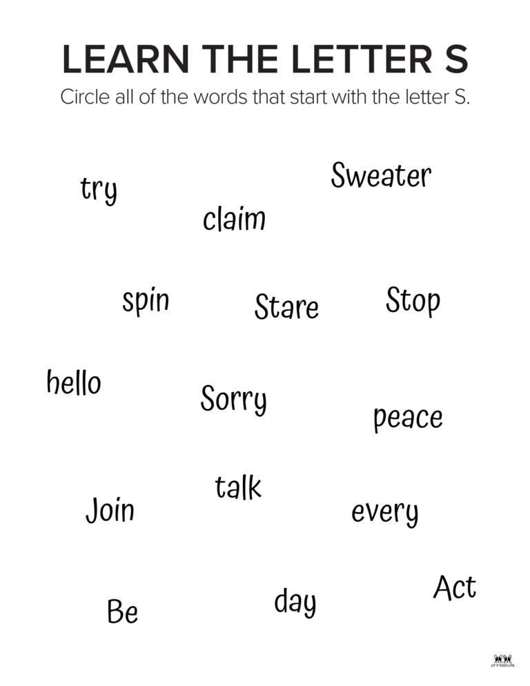 Letter S Worksheets - 50 FREE Printables | Printabulls