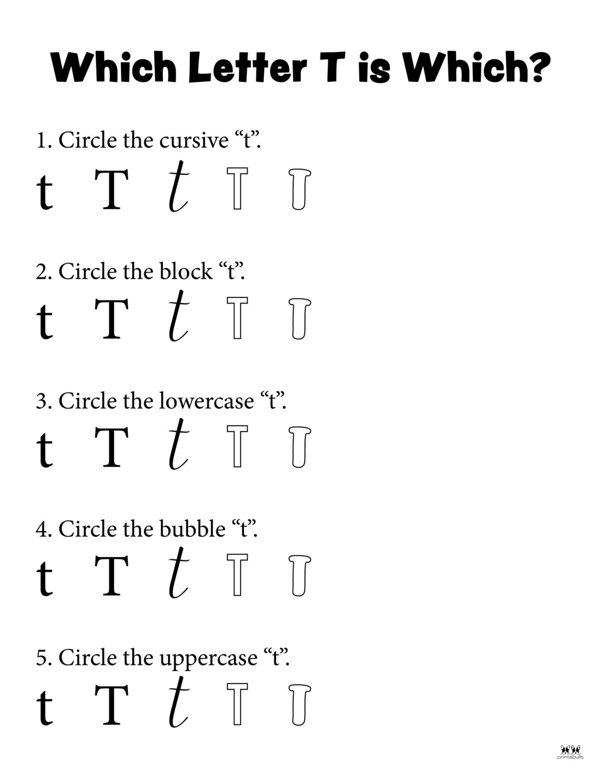 Letter T Worksheets - 50 FREE Printables | Printabulls