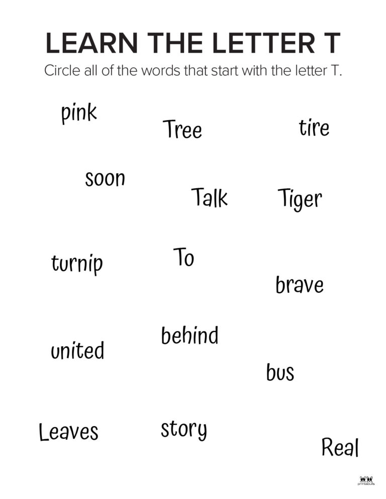 Letter T Worksheets - 50 FREE Printables | Printabulls