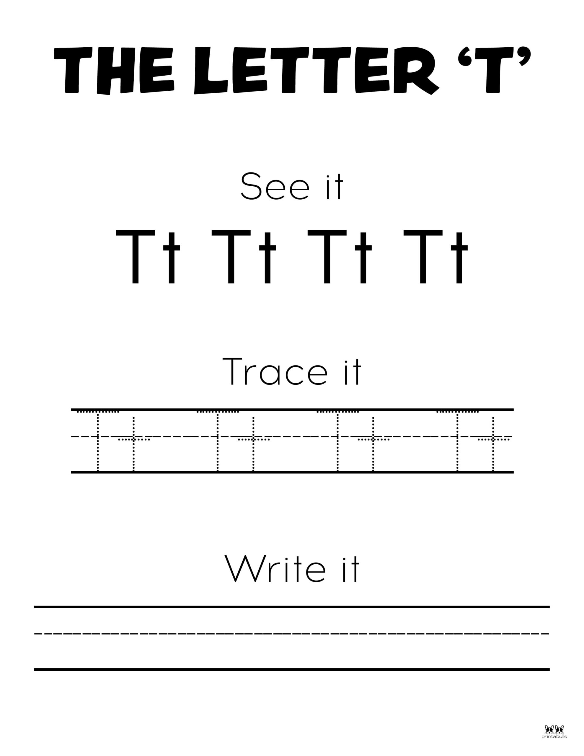 Letter T Worksheets - 50 FREE Printables | Printabulls