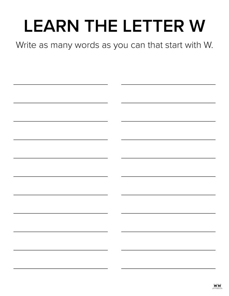 Letter W Worksheets - 50 FREE Printables | Printabulls