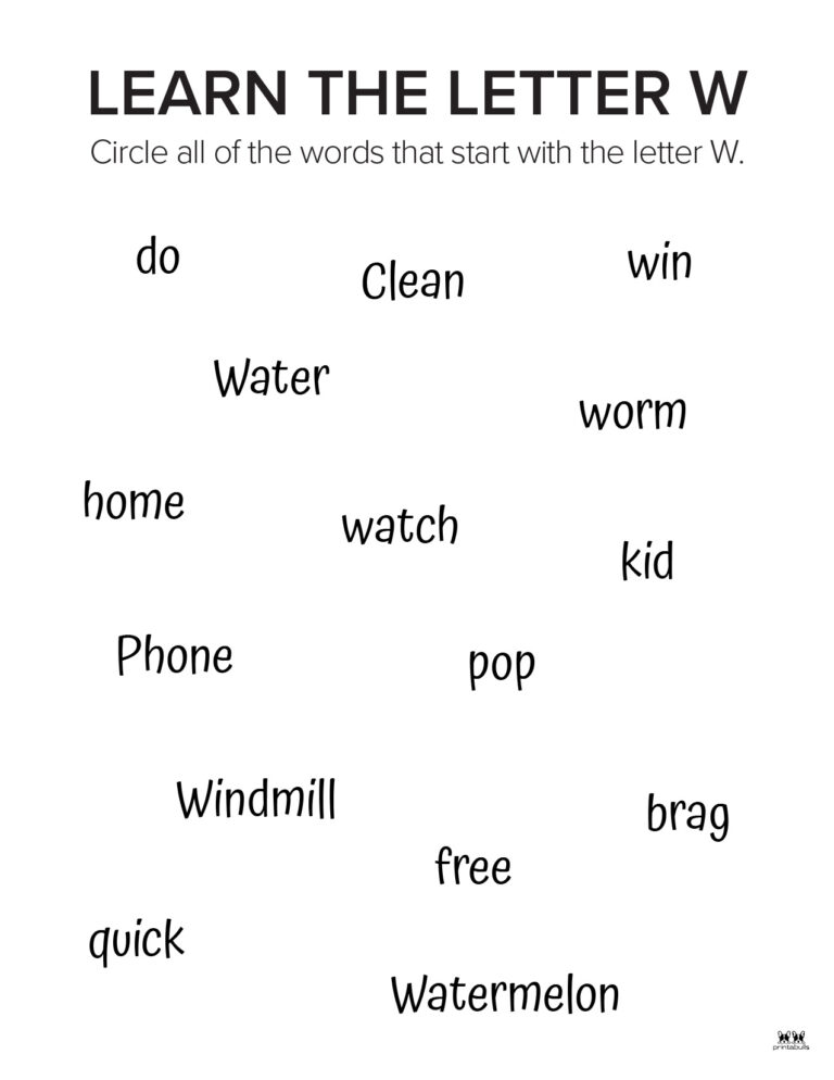 Letter W Worksheets - 50 FREE Printables | Printabulls