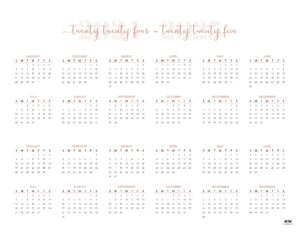 2024-2025 Two Year Calendars - 10 FREE Printables - PrintaBulk