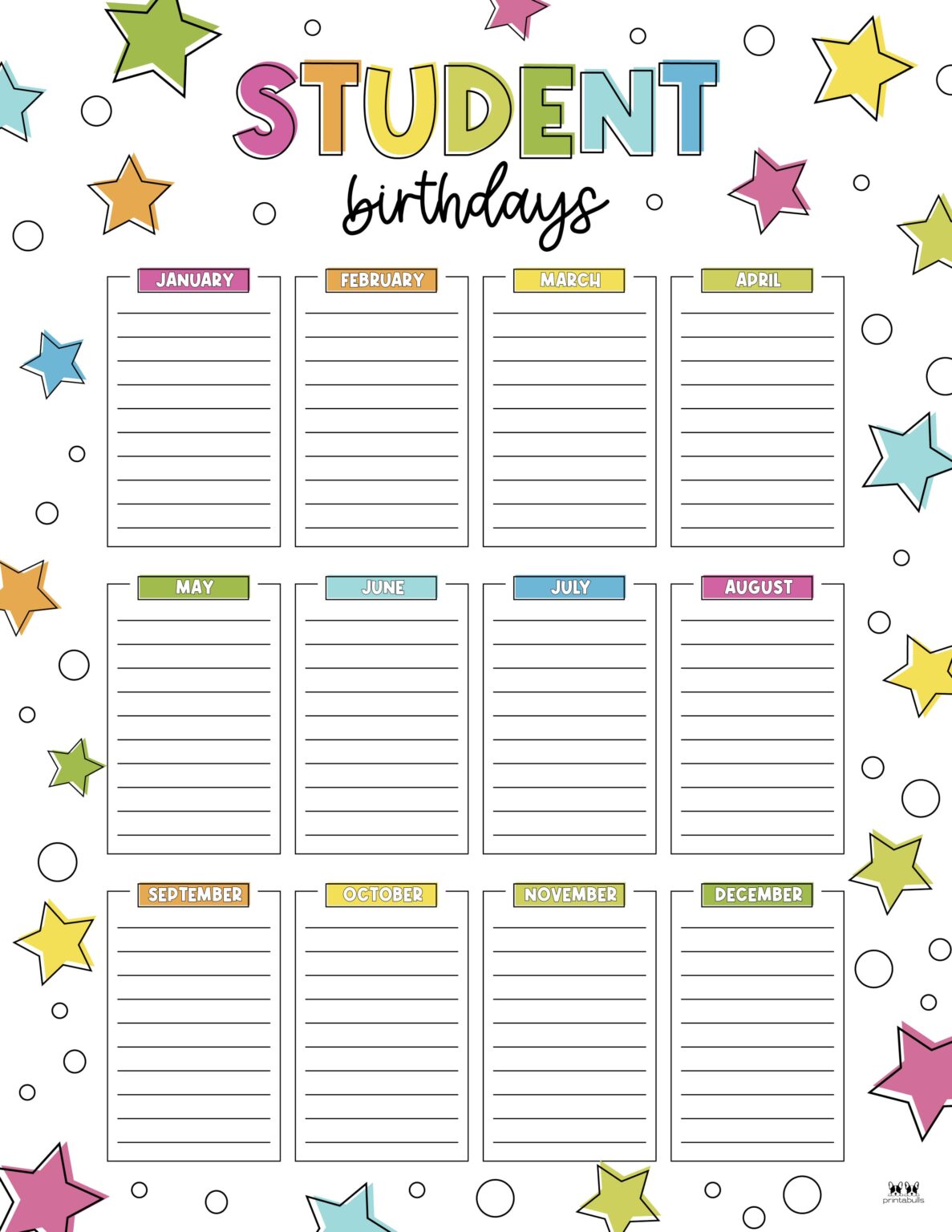 Birthday Calendars & Trackers - 20 FREE Printables | Printabulls