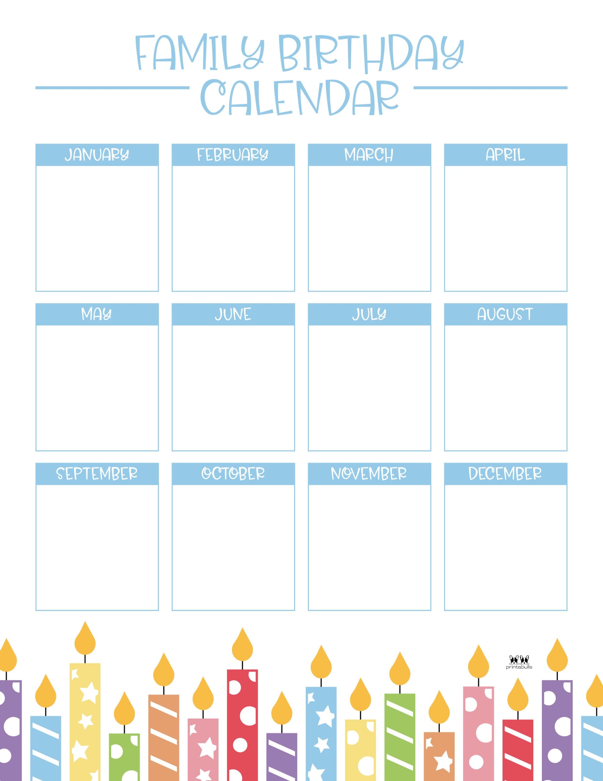 Birthday Calendars & Trackers - 20 FREE Printables | Printabulls