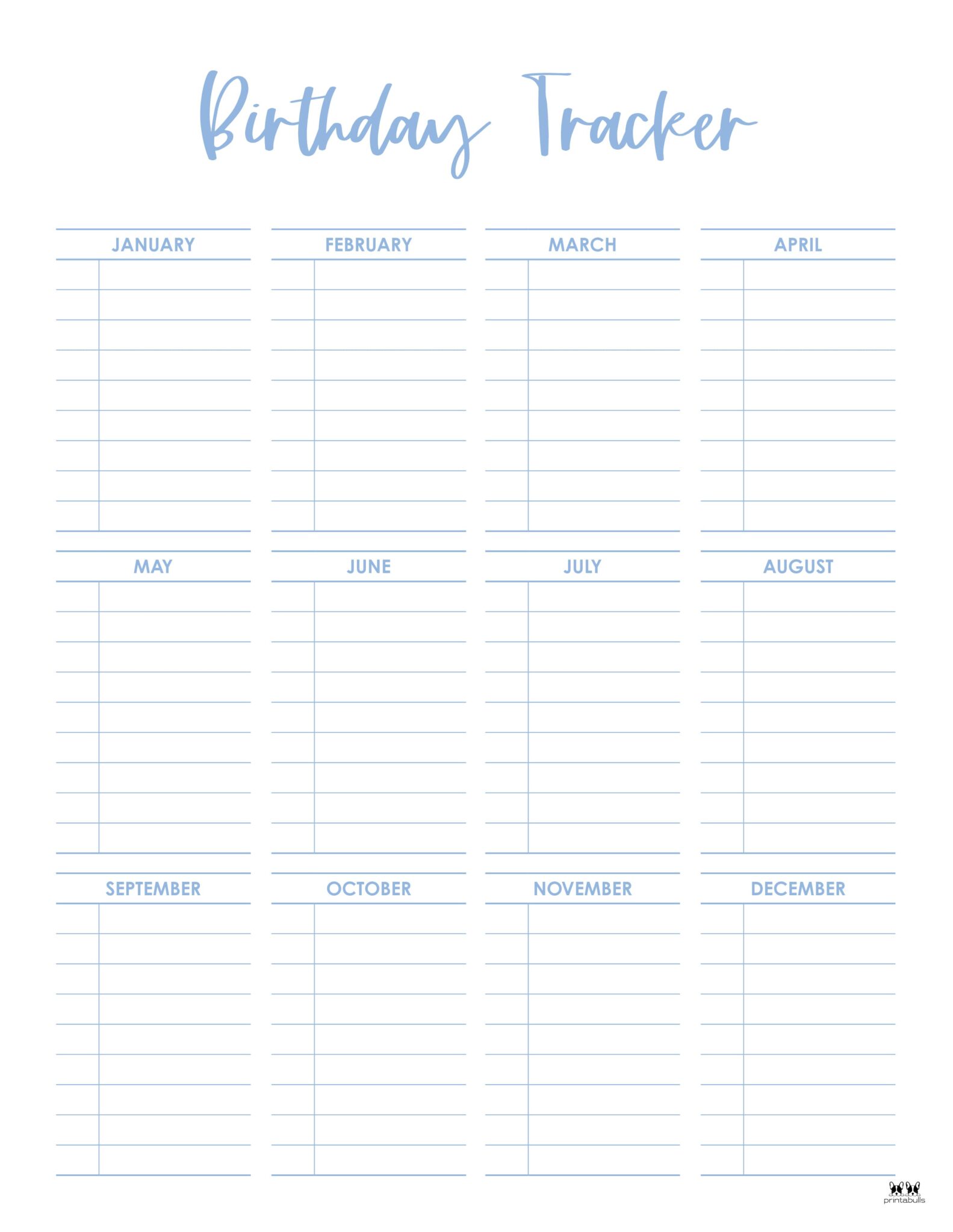 Birthday Calendars & Trackers - 20 FREE Printables | Printabulls