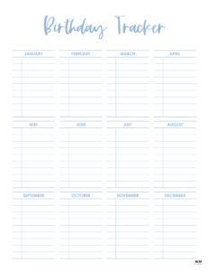 Birthday Calendars & Trackers - 25 FREE Printables | Printabulls