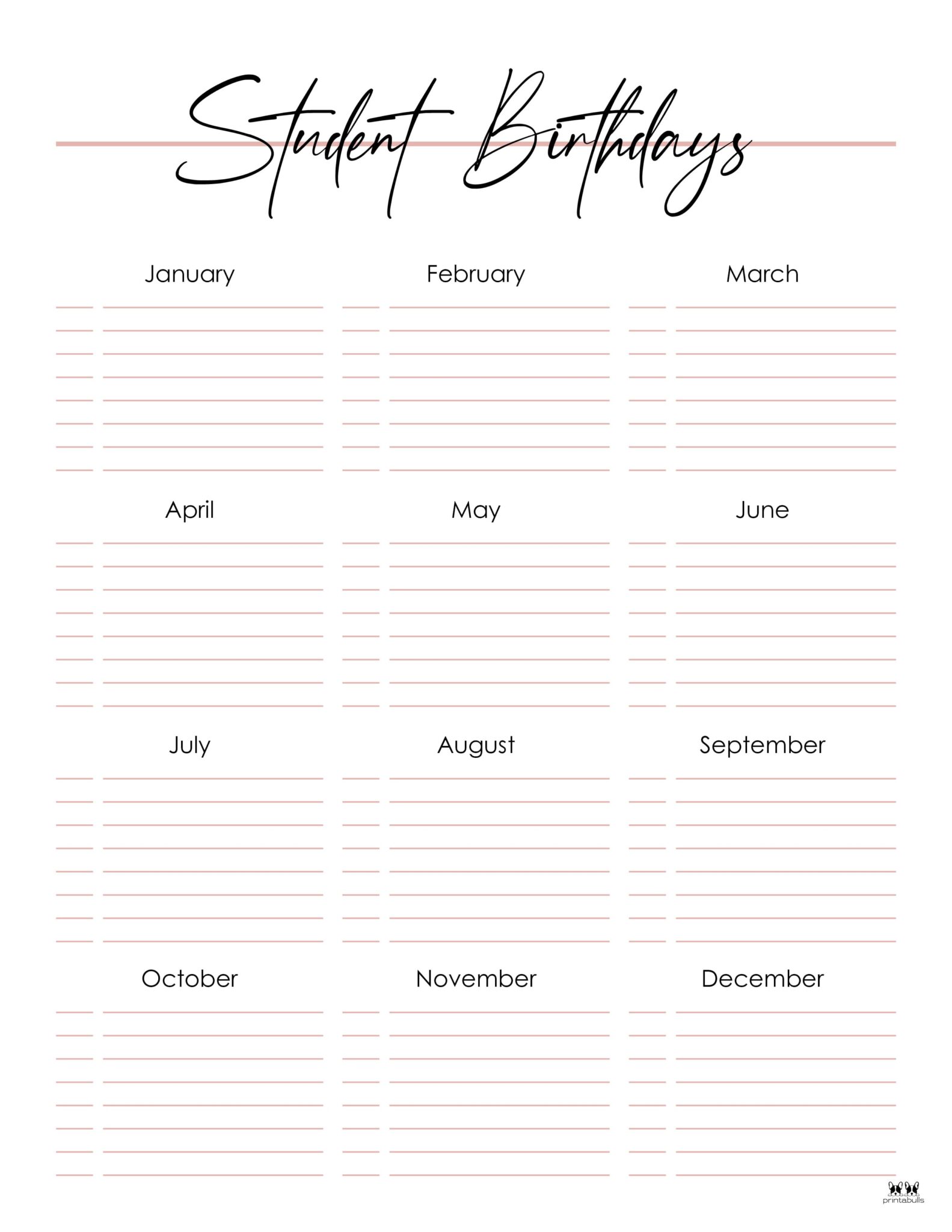 Birthday Calendars & Trackers - 20 FREE Printables | Printabulls
