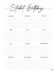 Birthday Calendars & Trackers - 20 FREE Printables | Printabulls