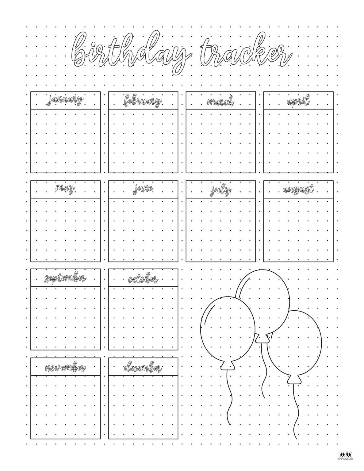 Birthday Calendars & Trackers - 20 FREE Printables - PrintaBulk
