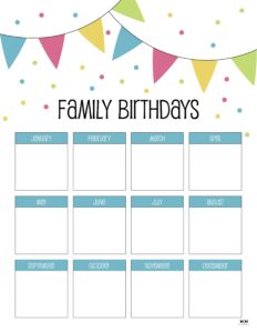 Birthday Calendars & Trackers - 25 FREE Printables | Printabulls