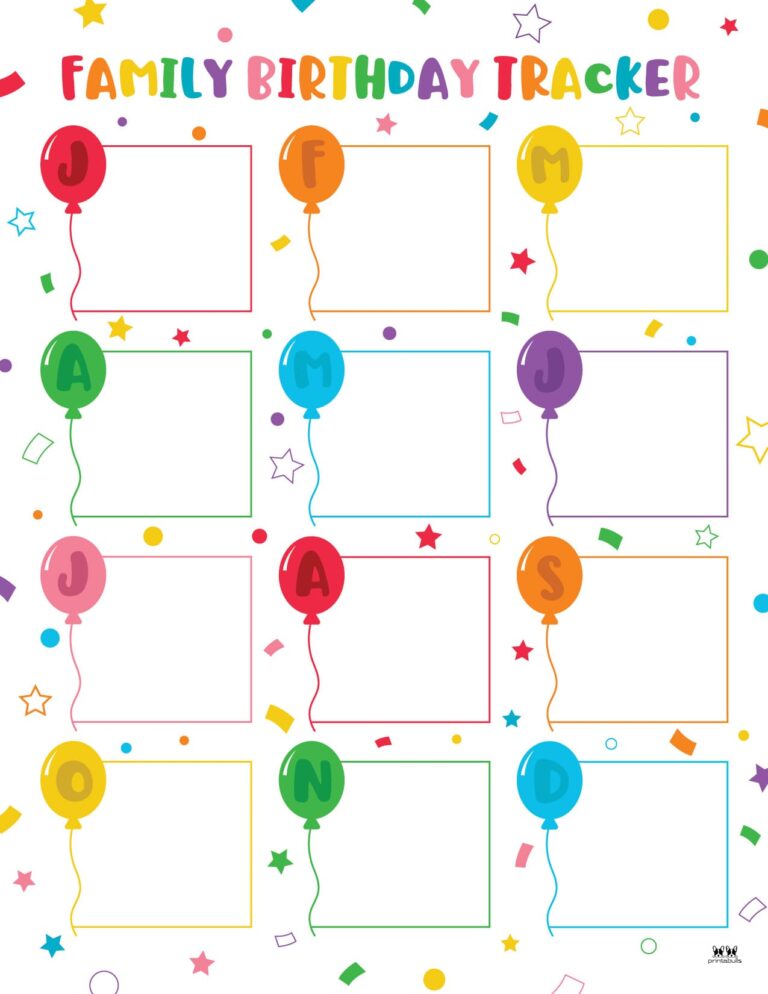 Birthday Calendars & Trackers - 20 FREE Printables | Printabulls