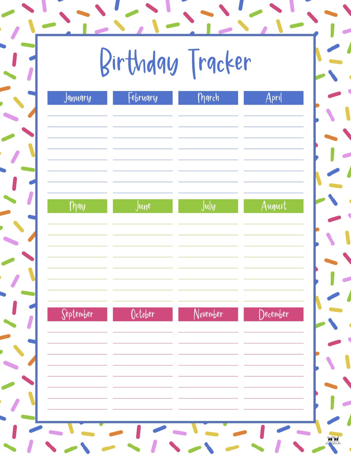 Birthday Calendars & Trackers - 20 FREE Printables | Printabulls
