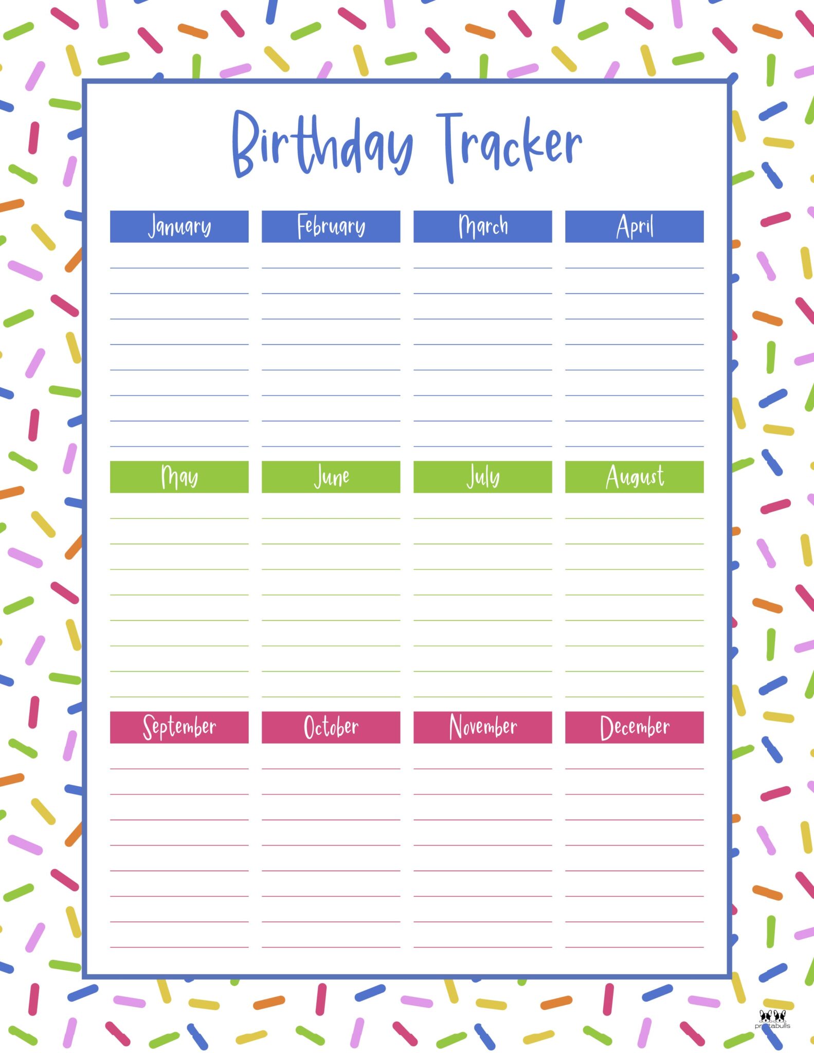 Birthday Calendars & Trackers - 20 FREE Printables | Printabulls