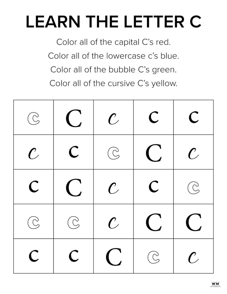 Letter C Worksheets - 50 FREE Printables | Printabulls