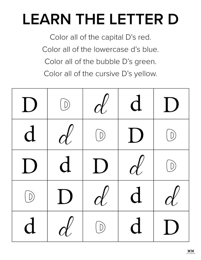 Letter D Worksheets - 50 FREE Printables | Printabulls