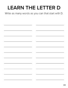 Letter D Worksheets - 50 FREE Printables | Printabulls