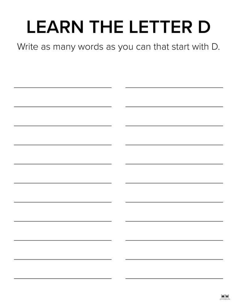 Letter D Worksheets - 50 FREE Printables | Printabulls