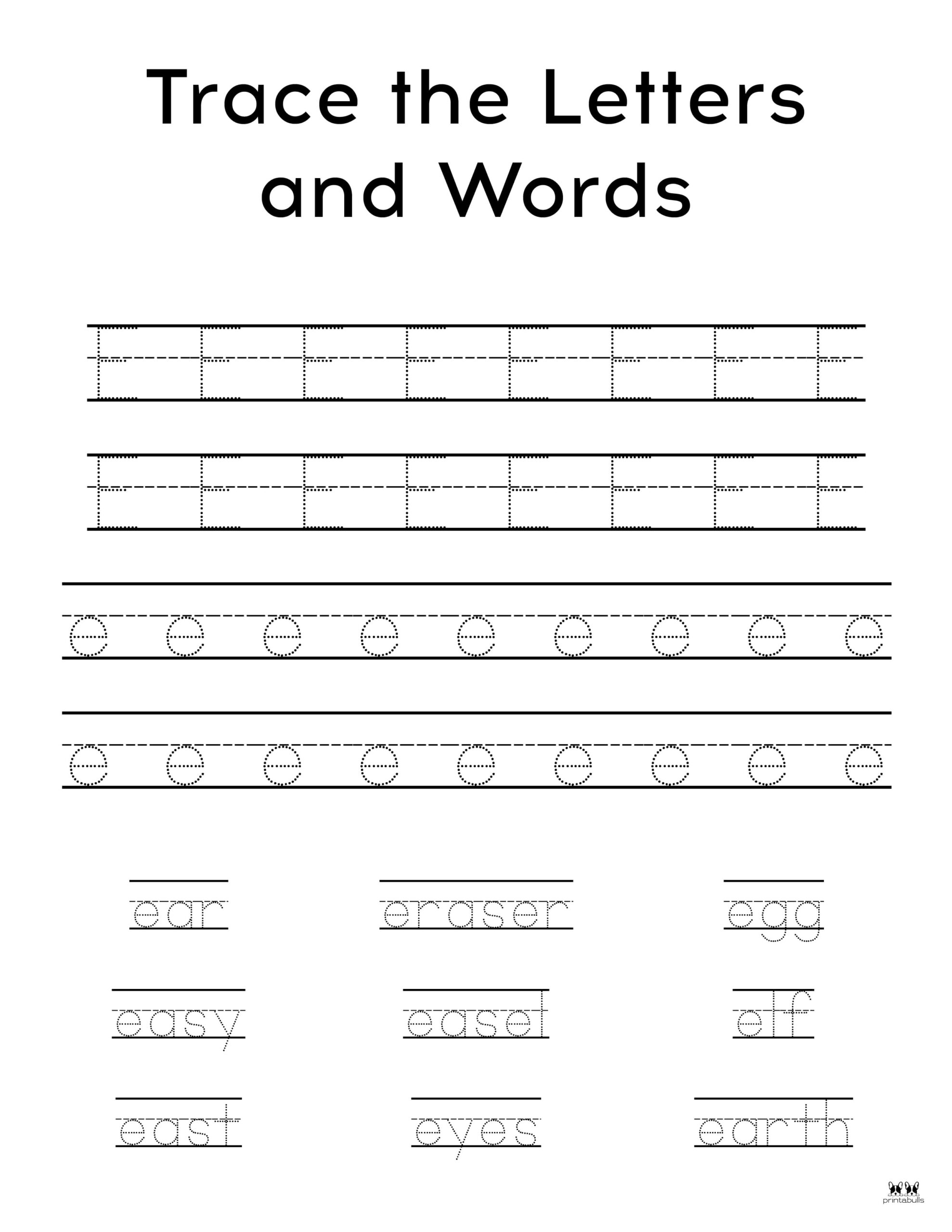Letter E Worksheets - 50 FREE Printables | Printabulls