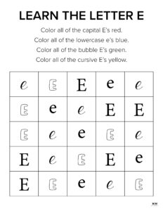 Letter E Worksheets - 50 FREE Printables | Printabulls