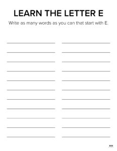 Letter E Worksheets - 50 FREE Printables | Printabulls