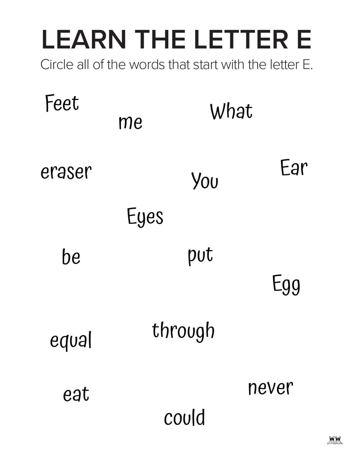 Letter E Worksheets - 50 FREE Printables | Printabulls