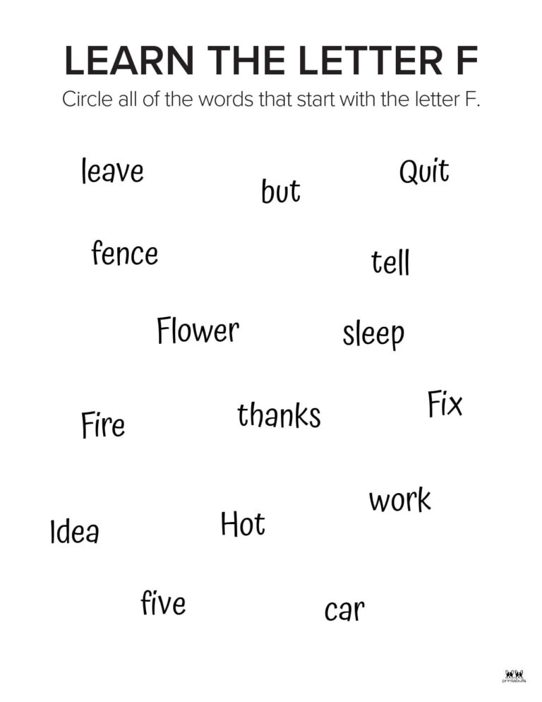 Letter F Worksheets - 50 FREE Printables | Printabulls