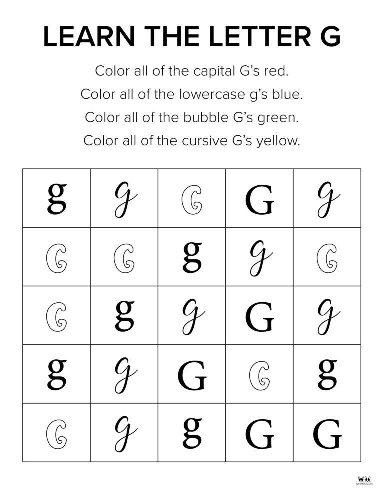 Letter G Worksheets - 50 FREE Printables | Printabulls