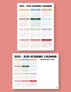 2023-2024 Academic Calendars - 15 FREE Printables - PrintaBulk