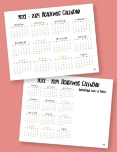 2023-2024 Academic Calendars - 15 FREE Printables - PrintaBulk