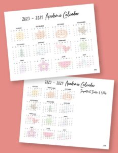 2023-2024 Academic Calendars - 15 FREE Printables - PrintaBulk