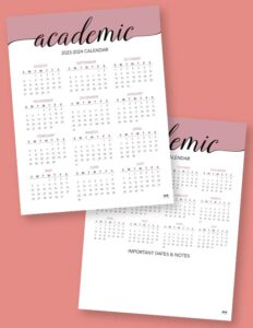 2023-2024 Academic Calendars - 15 FREE Printables - PrintaBulk