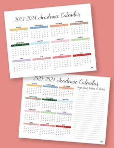 2023-2024 Academic Calendars - 15 FREE Printables - PrintaBulk