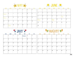 2024 Four Month Calendars - 18 FREE Printables - PrintaBulk