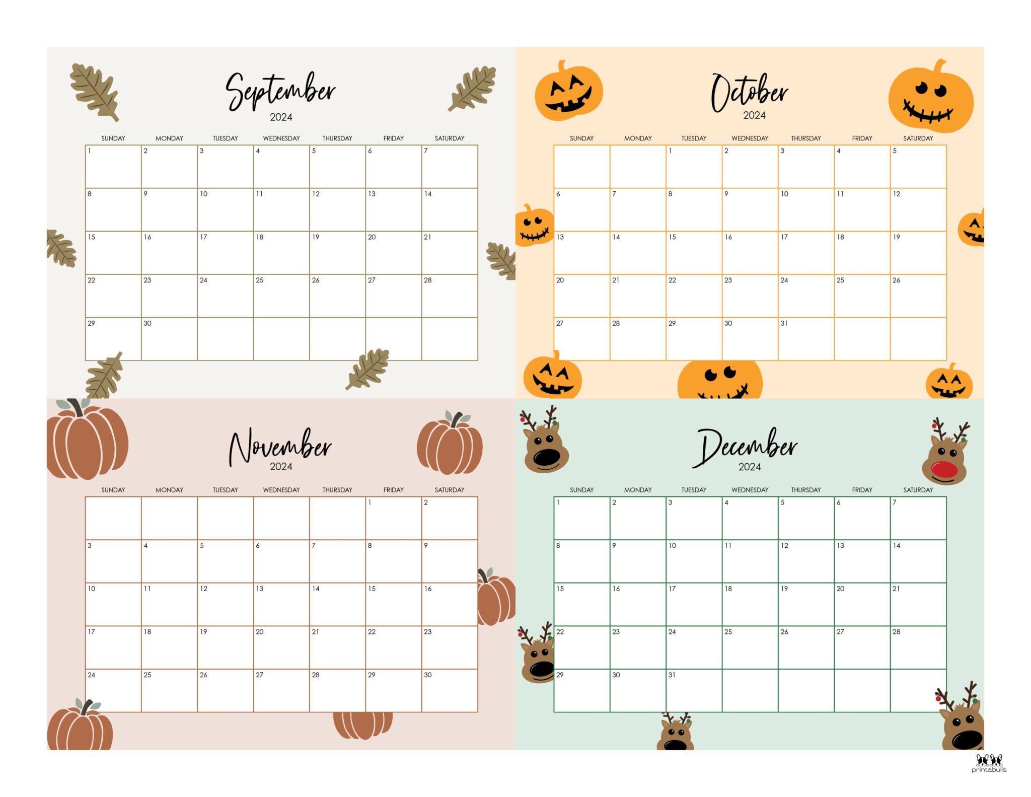 2024 Four Month Calendars - 18 FREE Printables | Printabulls