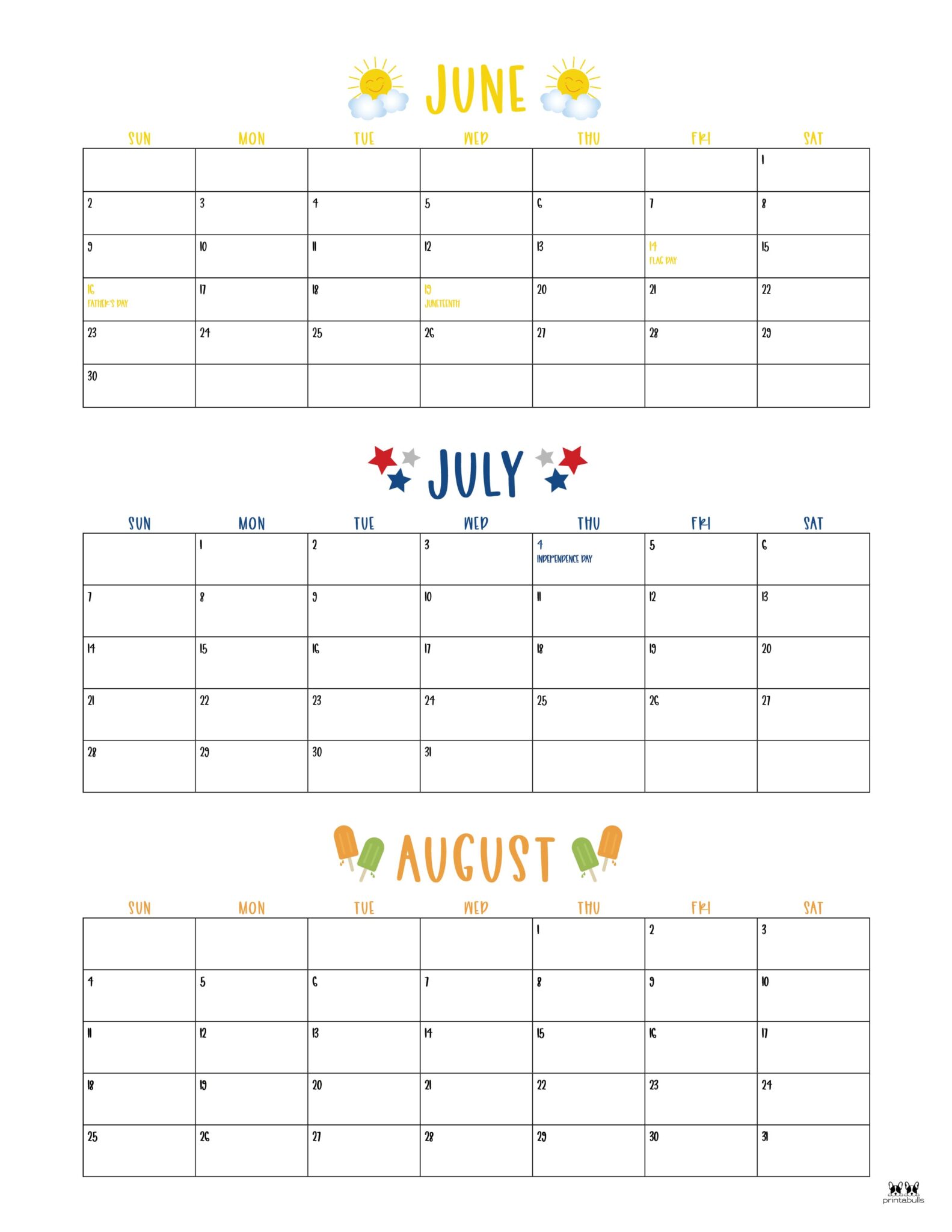 2024 Summer Calendars - 18 FREE Printables | Printabulls