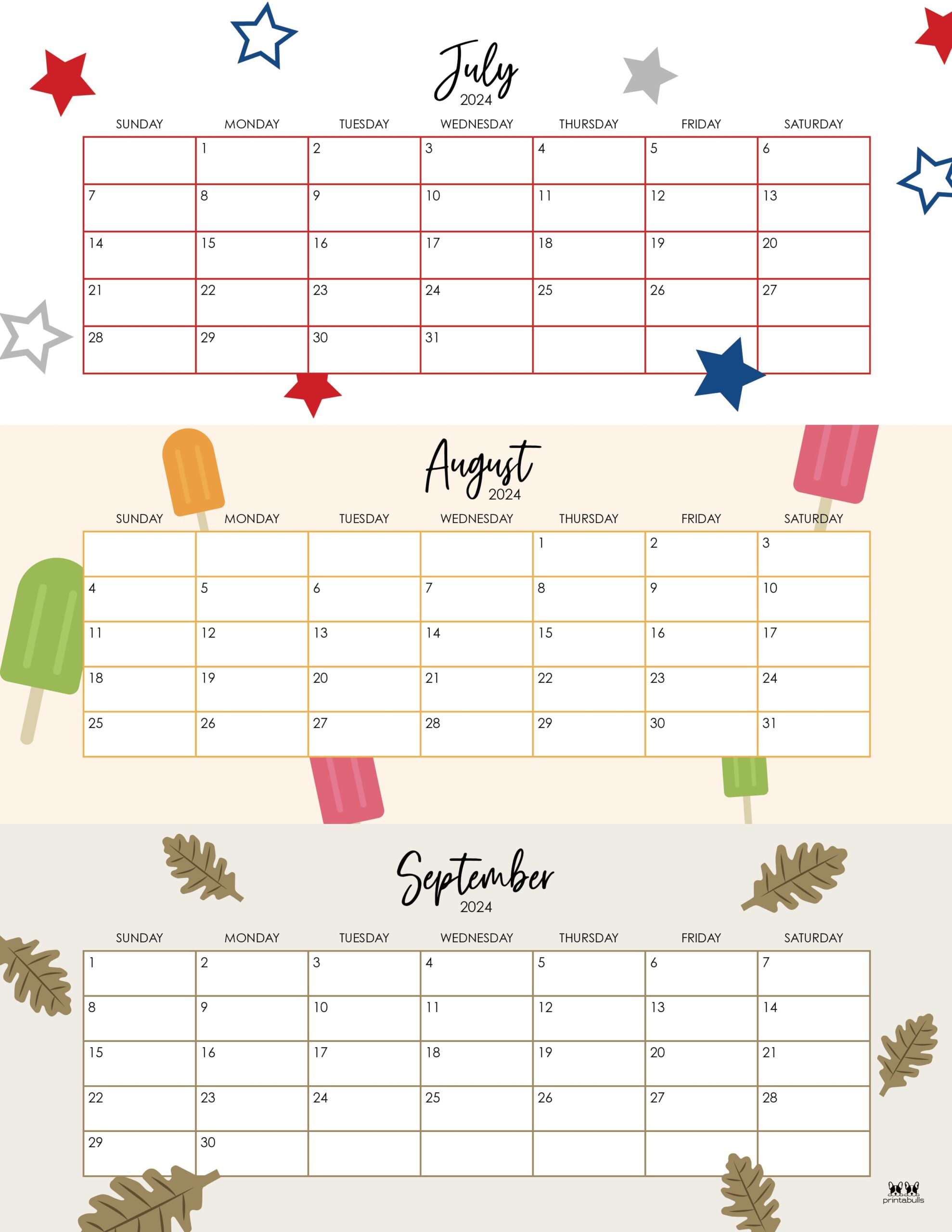 2024 Summer Calendars - 18 FREE Printables | Printabulls