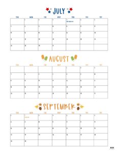 2024 Summer Calendars - 18 FREE Printables - PrintaBulk