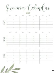 2024 Summer Calendars - 18 FREE Printables | Printabulls