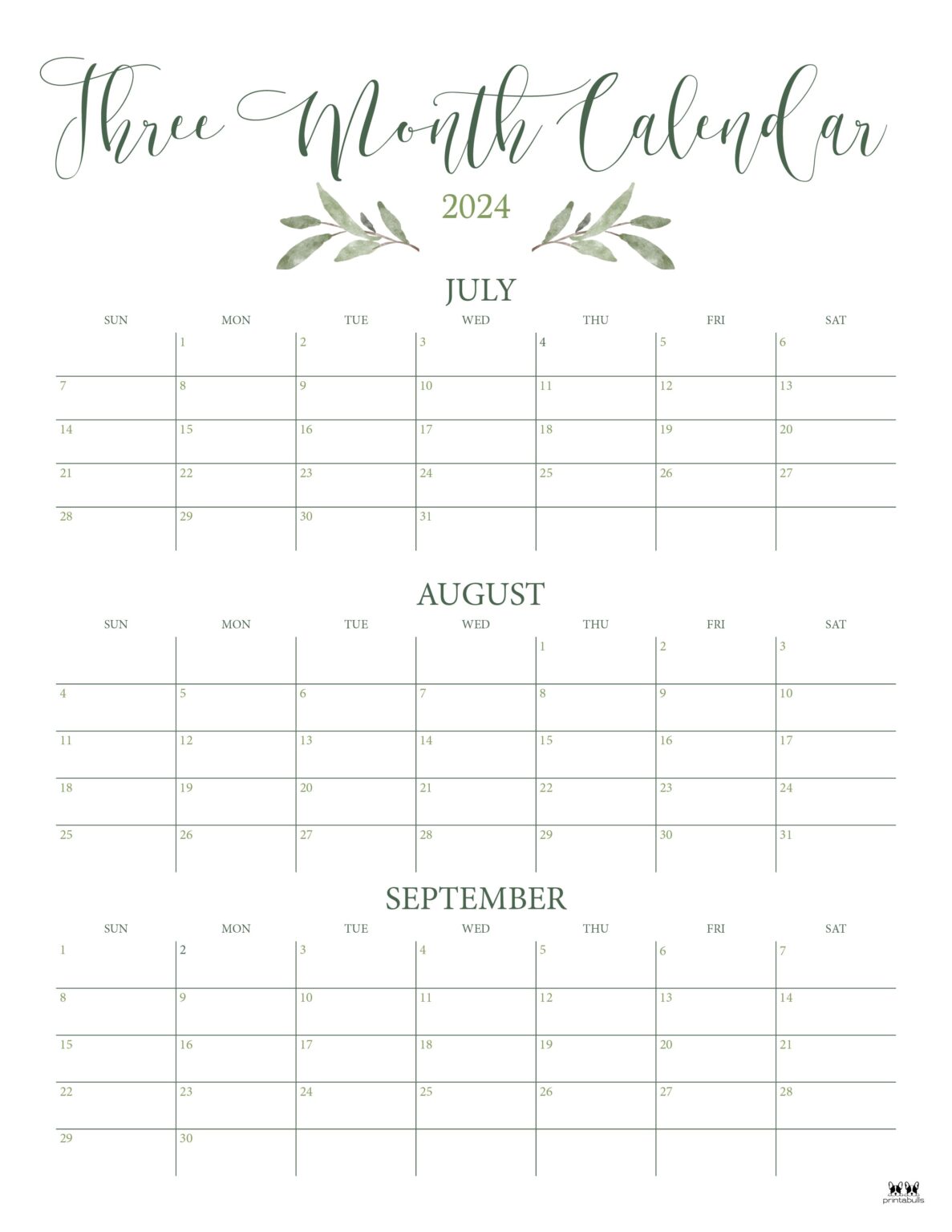Three Month/Quarterly Calendars - 36 FREE Calendars | Printabulls