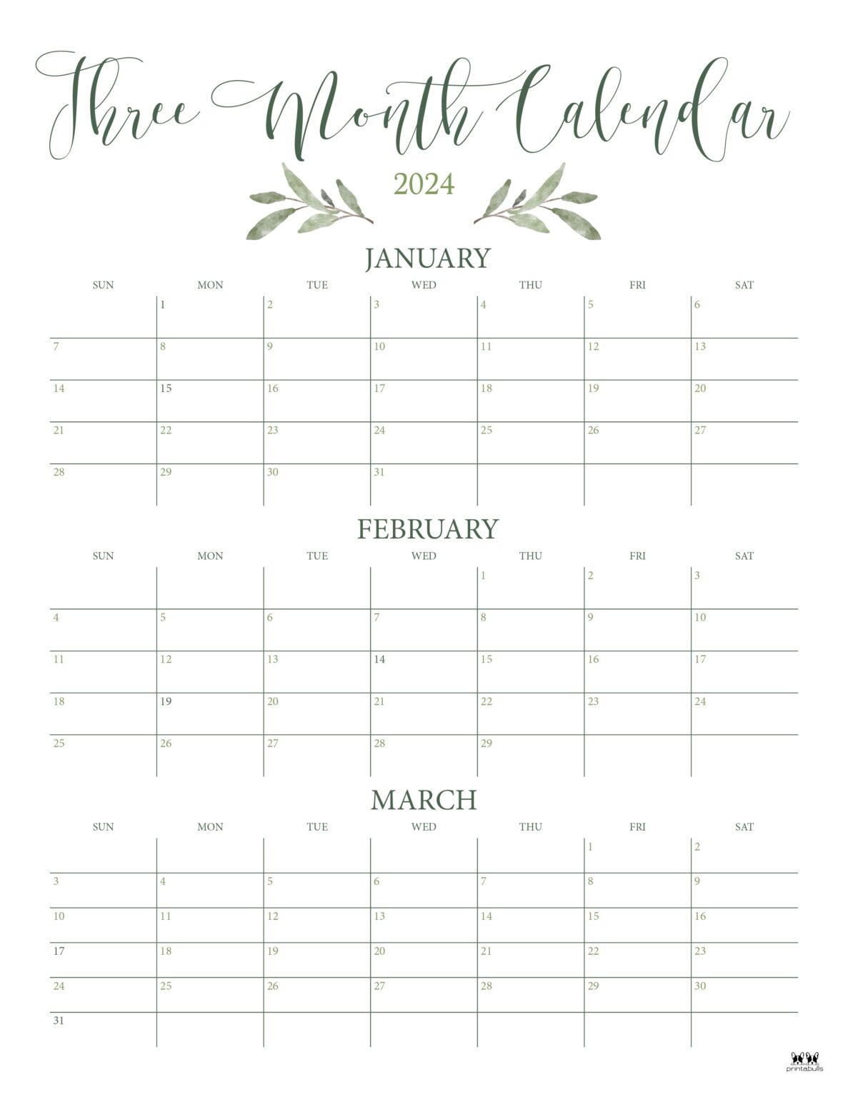Three Month/Quarterly Calendars - 36 FREE Calendars | Printabulls