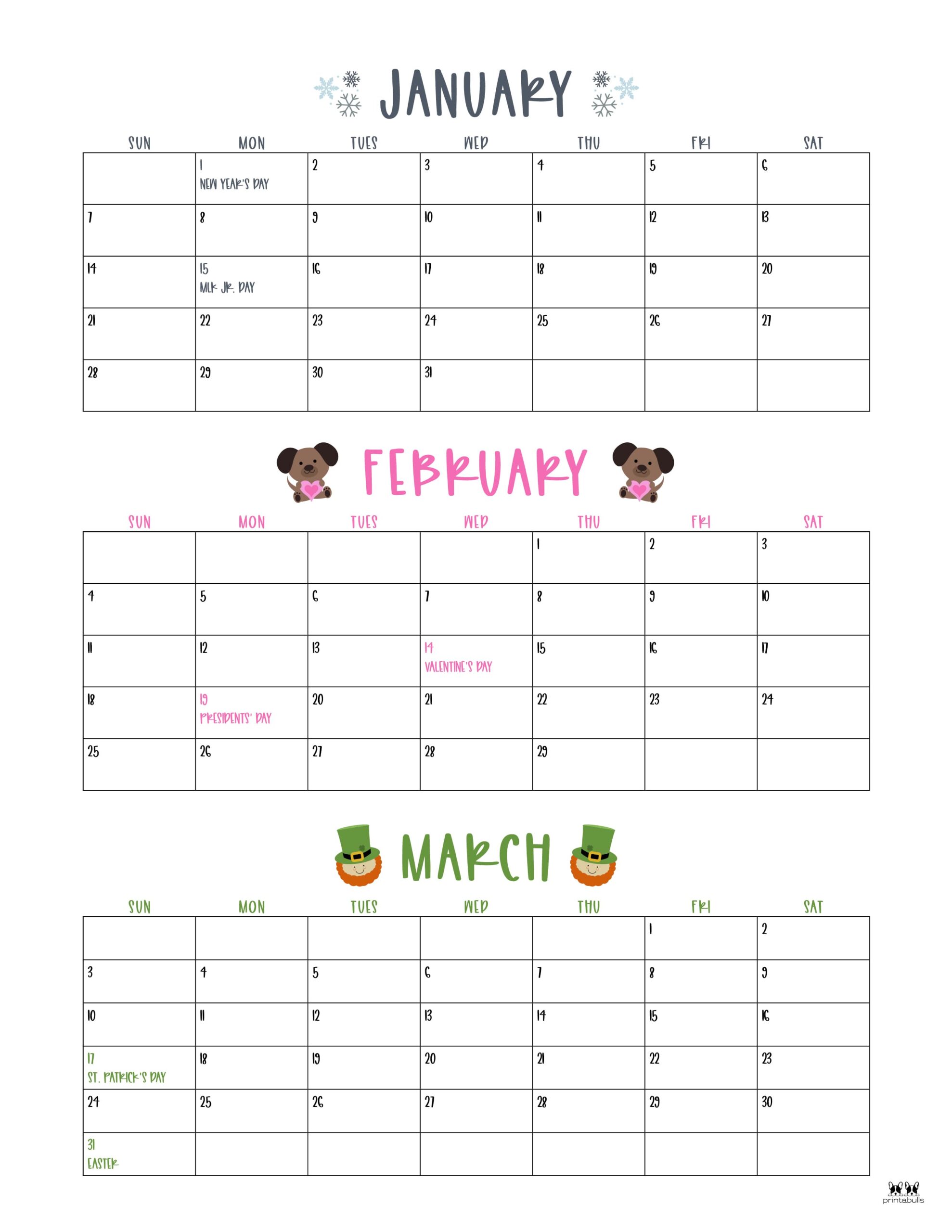 Three Month/Quarterly Calendars - 36 FREE Calendars | Printabulls